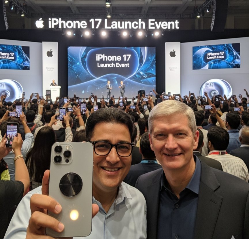 iPhone 17 launched, selfie with Tim Cook - @saleemir